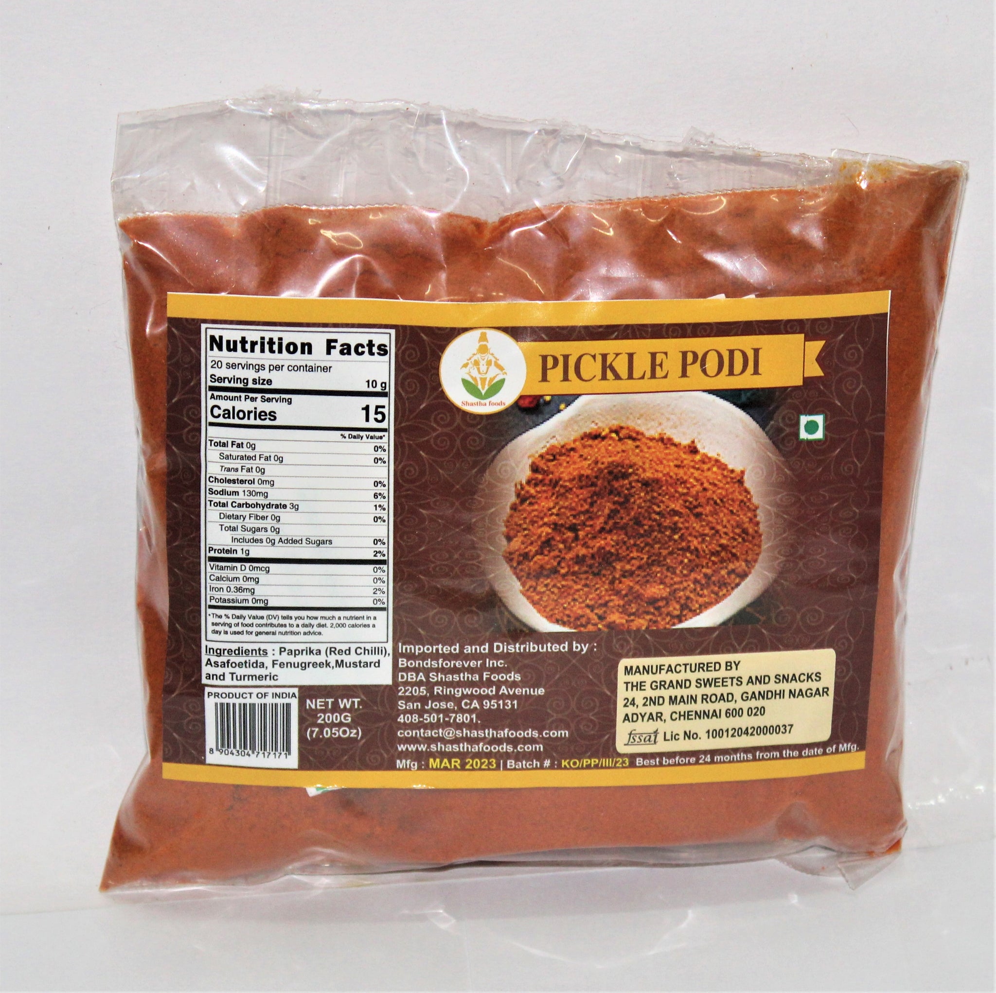 Grand Sweets & Snacks -Pickle Podi (200 Gms) | shasthaonline.com