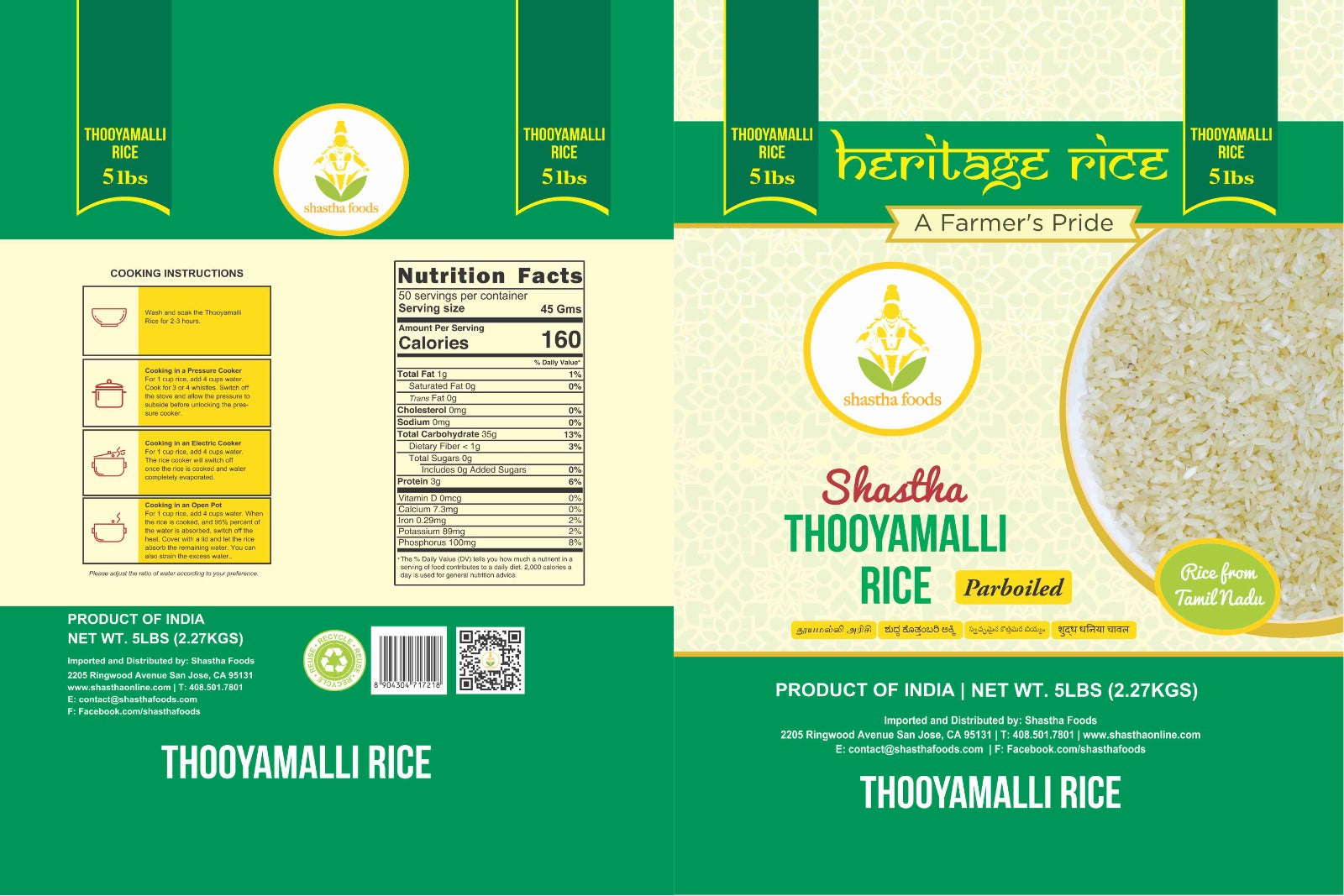 Heritage Rice - Thooya Malli Rice 5 Lbs | shasthaonline.com
